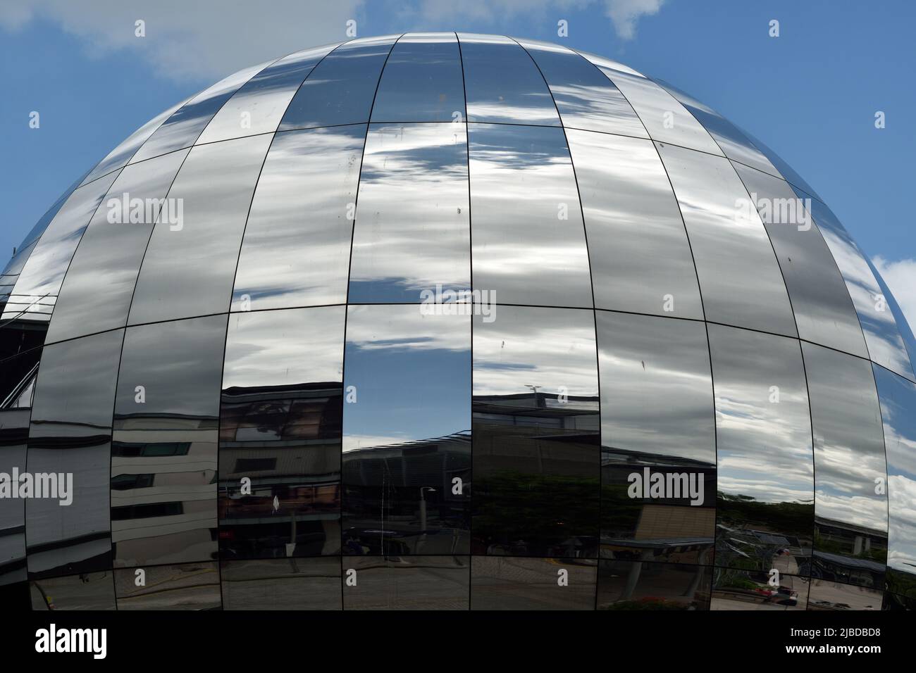 Large ball shaped mirror covered planetarium building in Bristol United ...