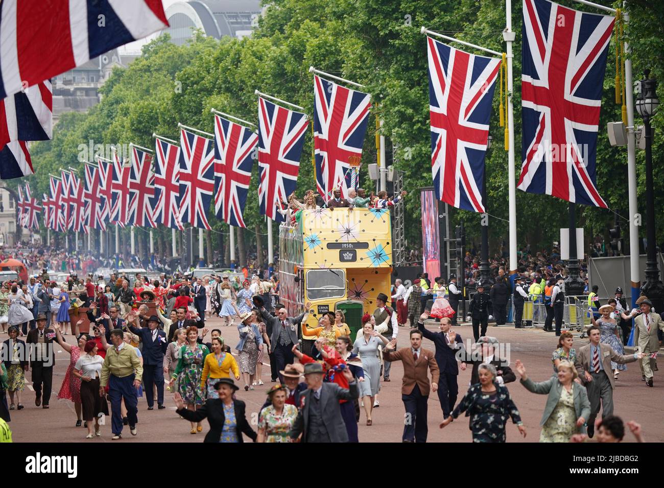 The 50's decade dancers on the Mall during the Platinum Jubilee Pageant ...