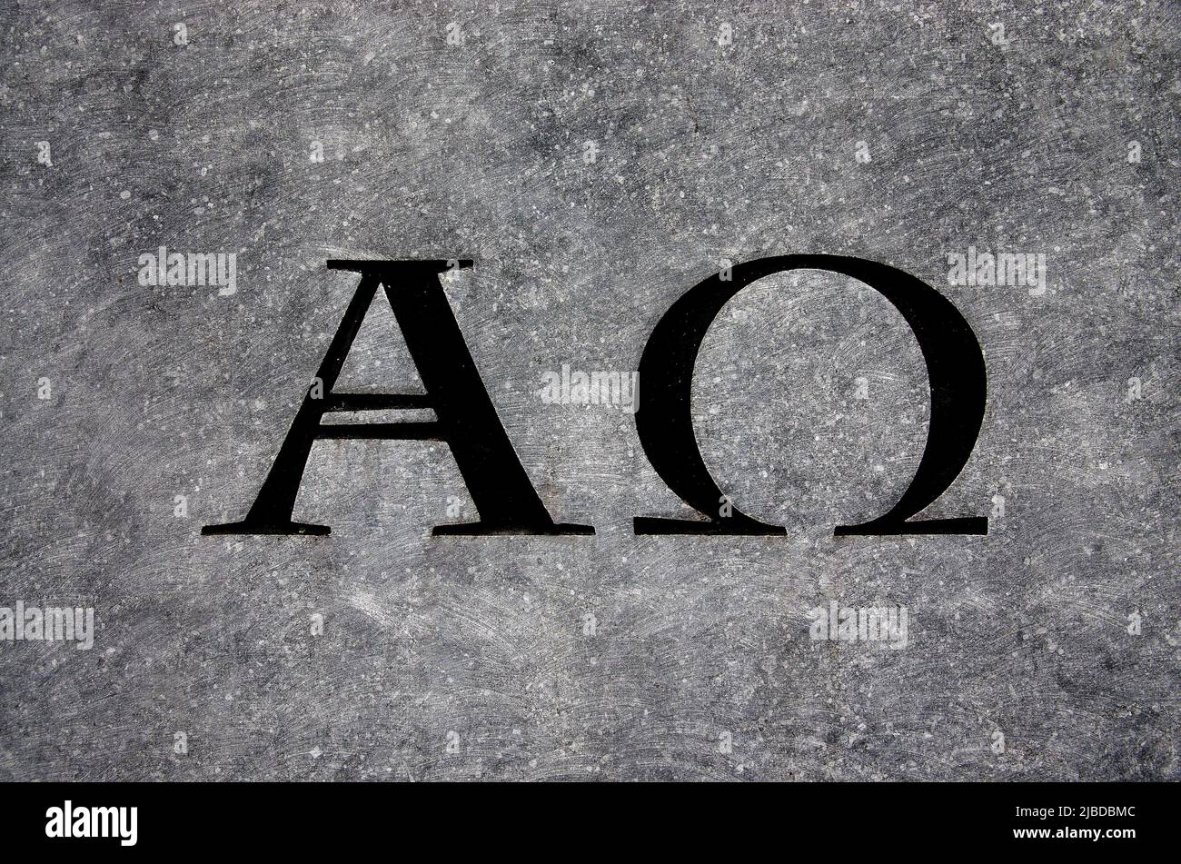 Alpha and Omega in sone Stock Photo - Alamy