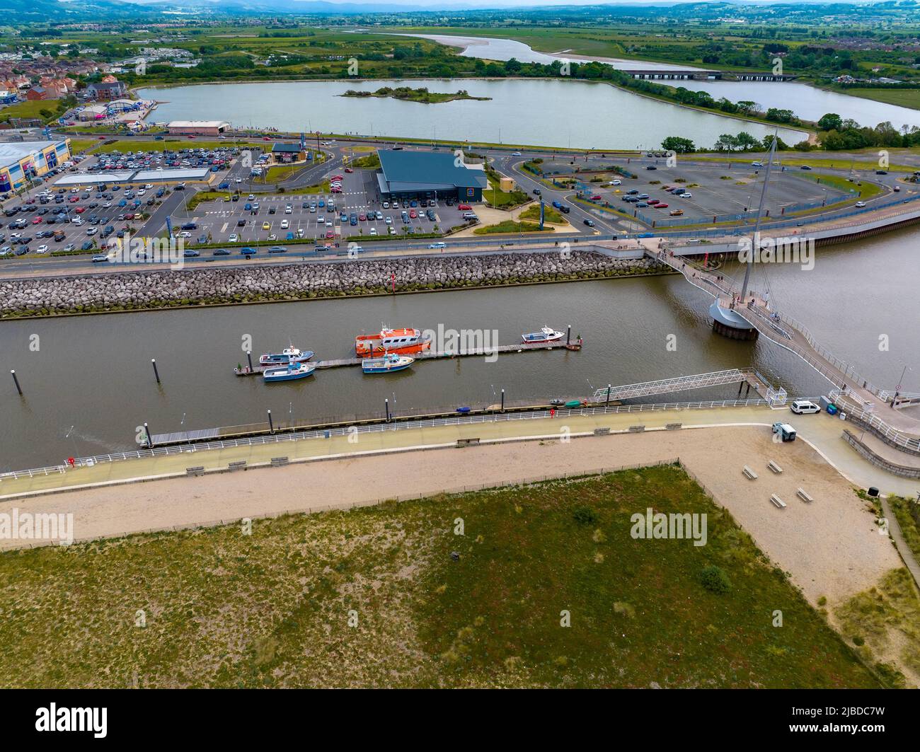 Aerial Photos of Rhyl Harbor and Sea Front Stock Photo - Alamy
