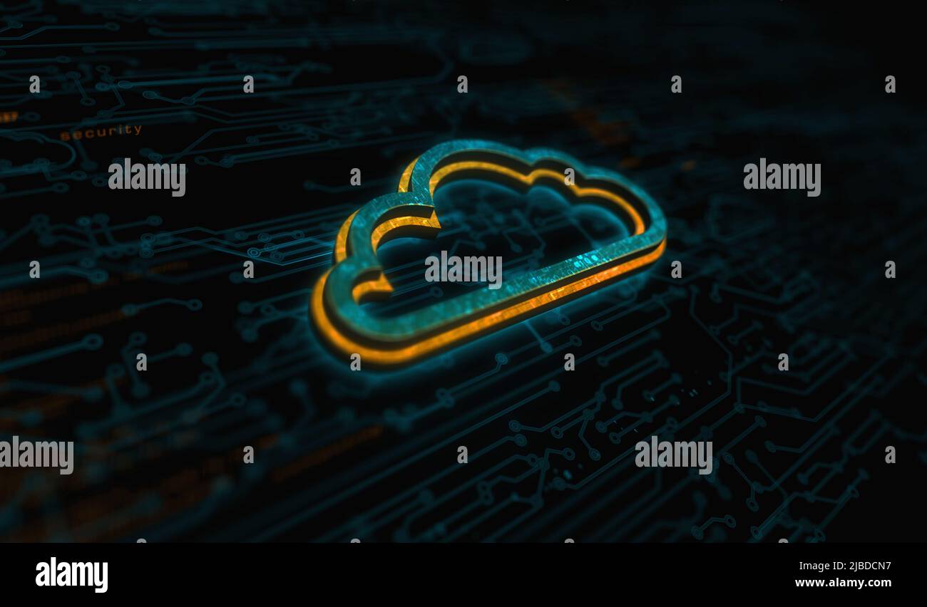 Cloud computing and online storage and internet server symbol digital ...
