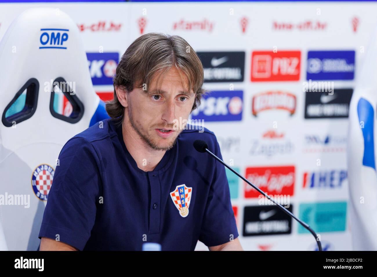 Croatia, June 05, 2022, Luka Modric of Croatia speaks during a press ...