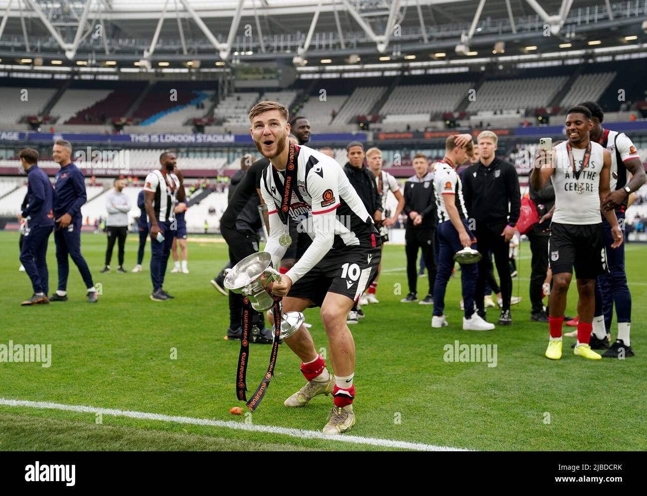 Grimsby Town’s John McAtee celebrates with the Vanarama National League ...