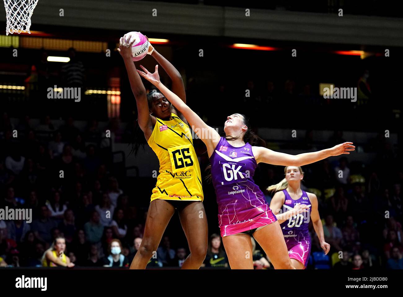 Loughborough Lightning's Alice Harvey, (right) and Manchester Thunder's ...