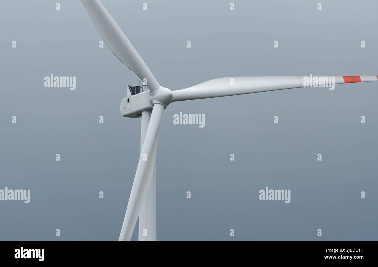 Wind farm in Poland. Windmills in arable fields. Renewable energy ...