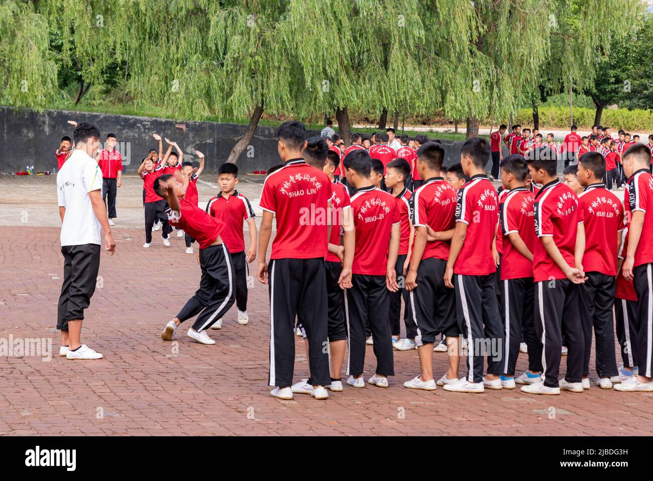 Disciples at the Shaoling Temple in Henan practice their kungfu ...