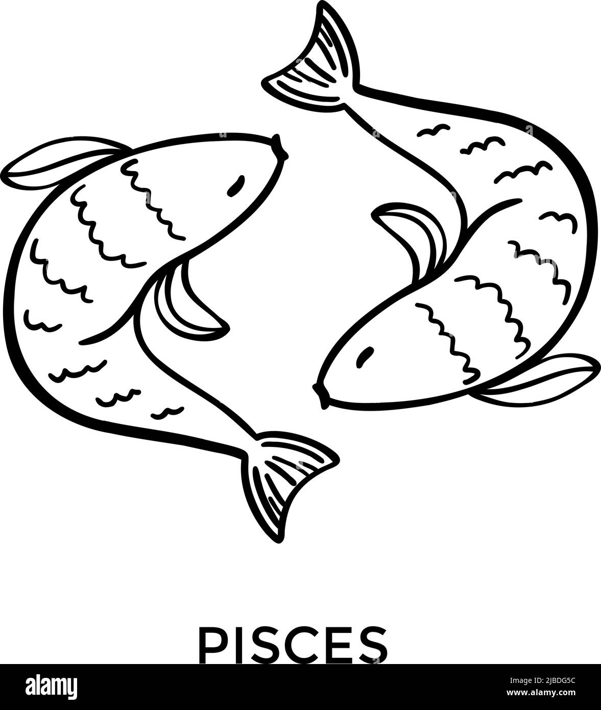 Hand Drawn Astrological Zodiac Sign Pisces Stock Vector Image And Art Alamy