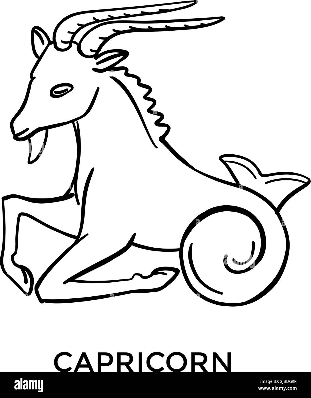 hand drawn astrological zodiac sign capricorn Stock Vector Image & Art ...