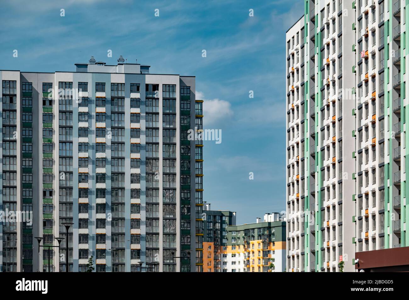 New residential buildings in Kyiv. New city district. Development ...