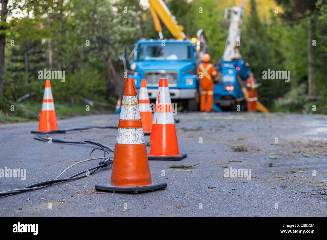 Electricity warning cones hi-res stock photography and images - Alamy