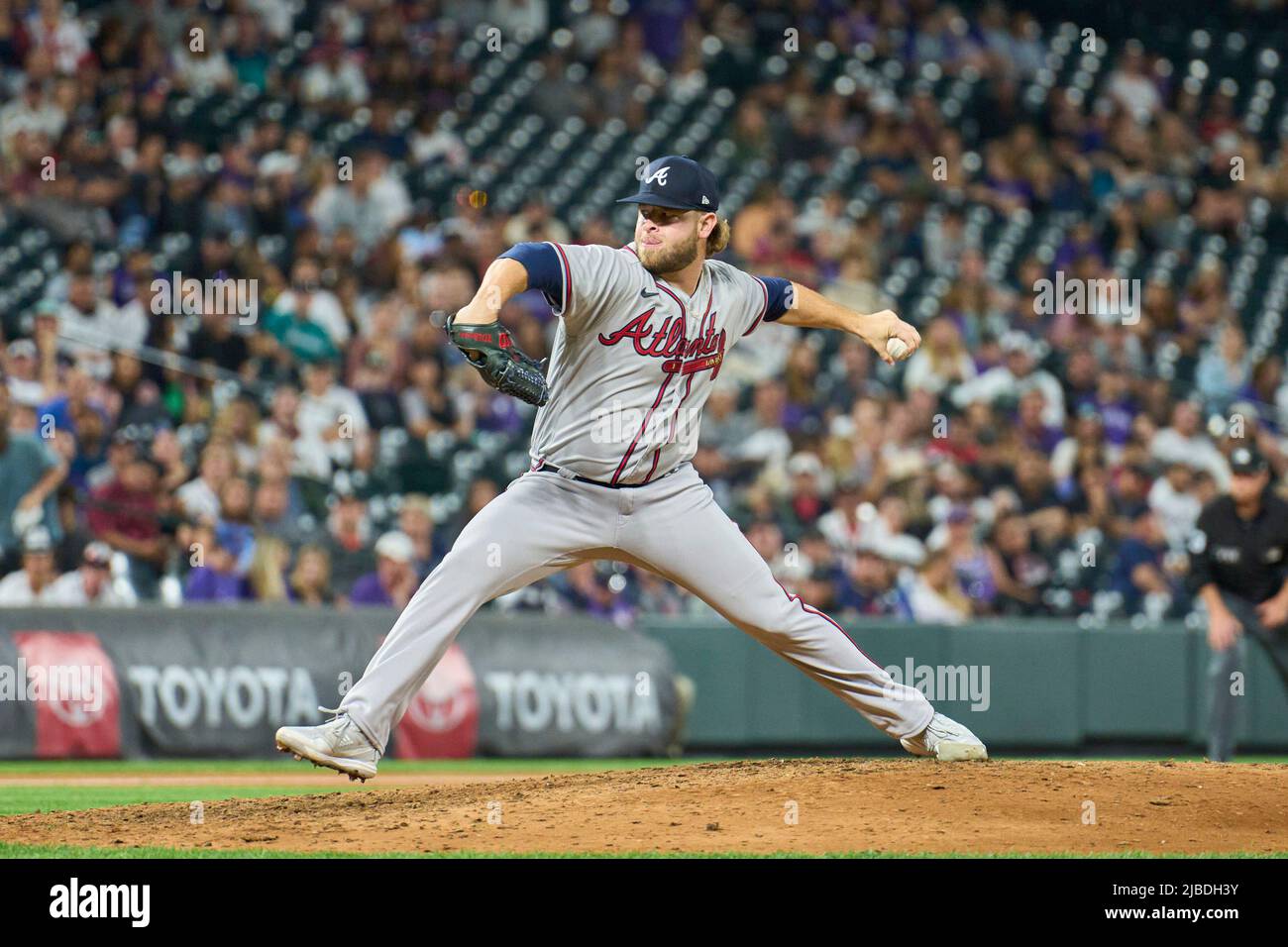 June 4 2022: Atlanta pitcher A.J. Minter (33) throws a pitch during the ...