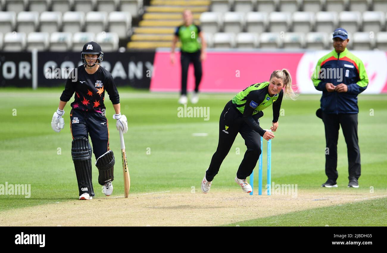 Alex Griffiths of Western Storm bowling in a Charlotte Edwards Cup T20 ...