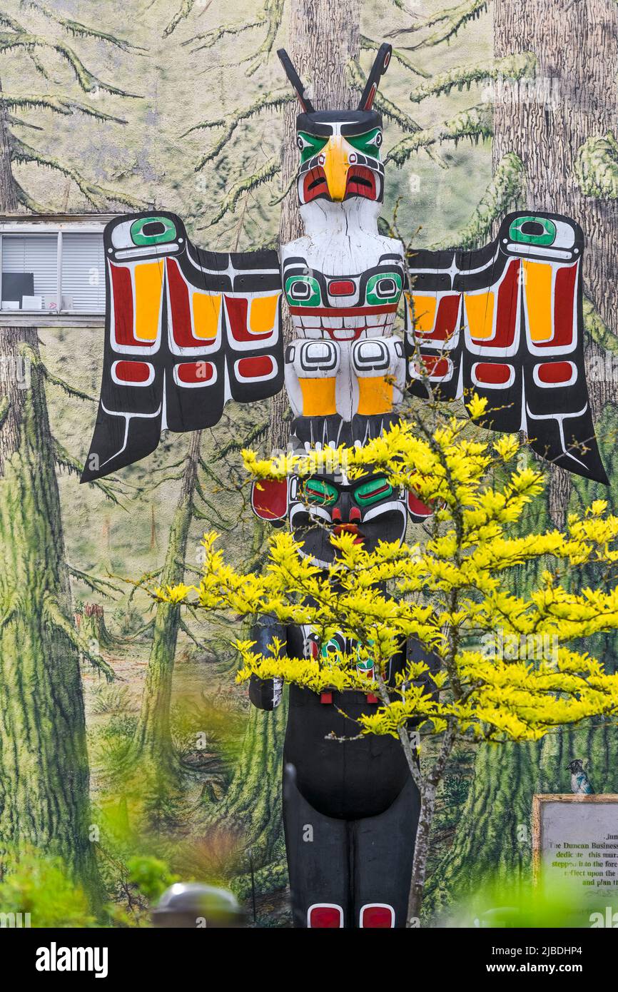 First Nations Totem Pole, Station Street Common, Duncan, British ...