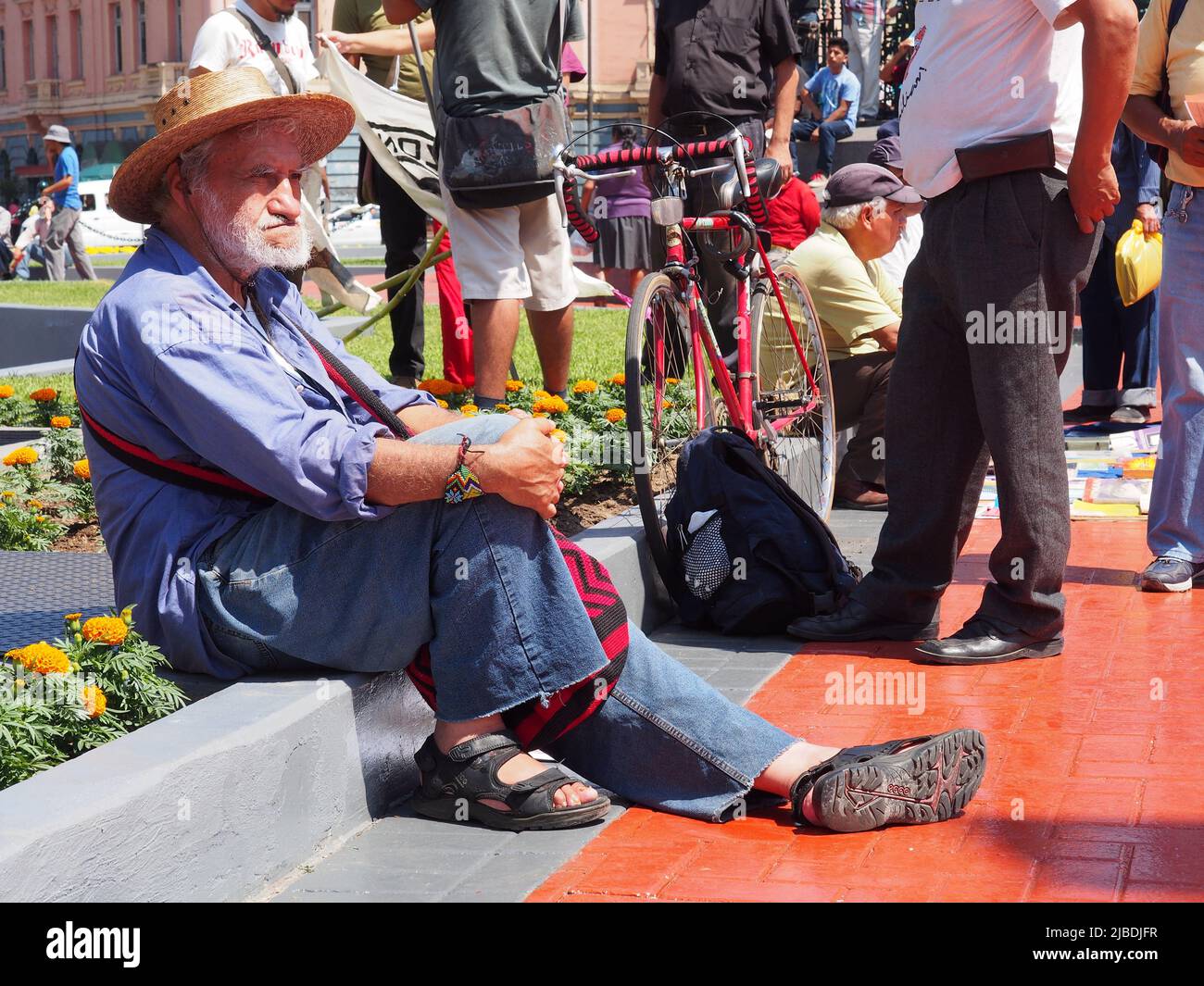Hugo Blanco Galdos, at Dos de Mayo square, on Labours day Stock Photo ...