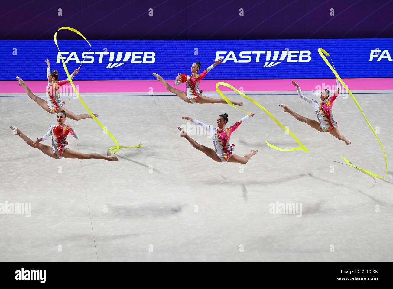 Pesaro, Italy. 03rd June, 2022. Italy (ITA) group team during Rhythmic ...