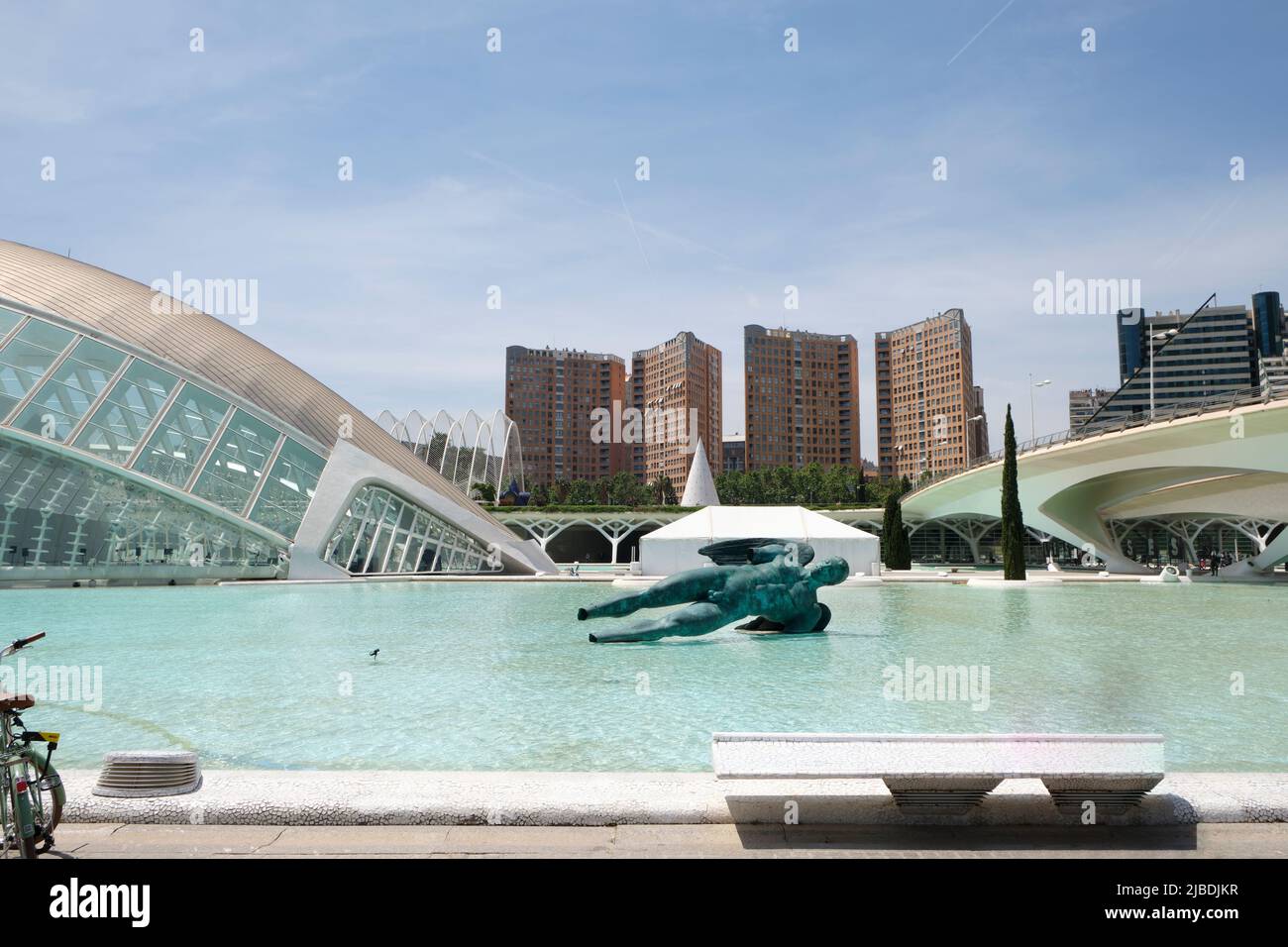 Sculptures in the water pool at the City of Arts and Sciences, Valencia ...