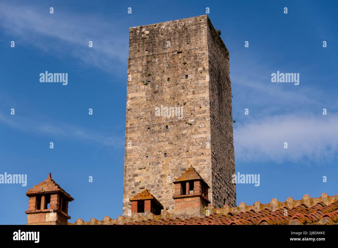 Tower And Chimneys In San Gimignano On A Beautiful Day Stock Photo - Alamy