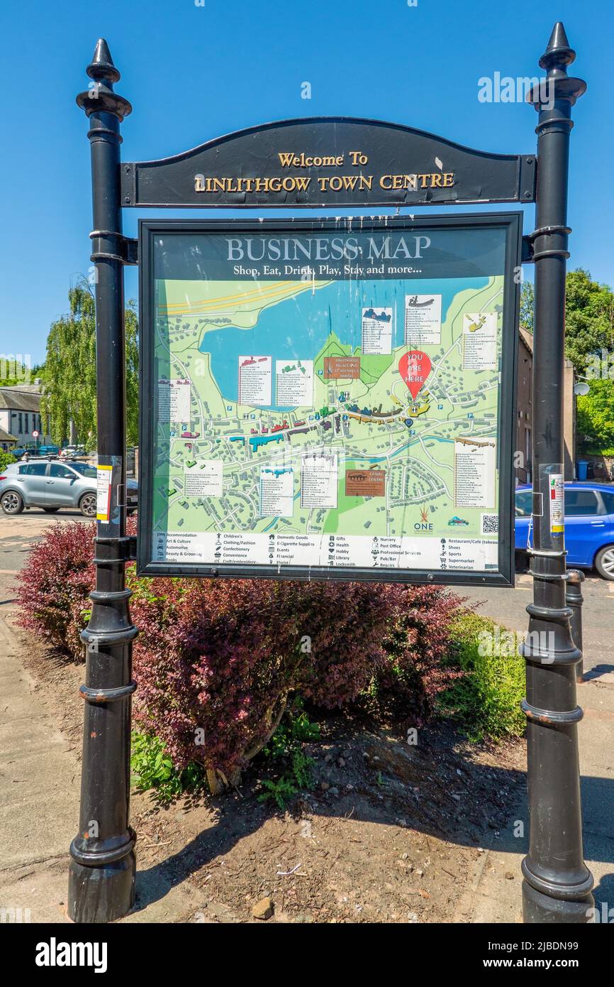 Business finder map in Linlithgow, Scotland, UK Stock Photo - Alamy