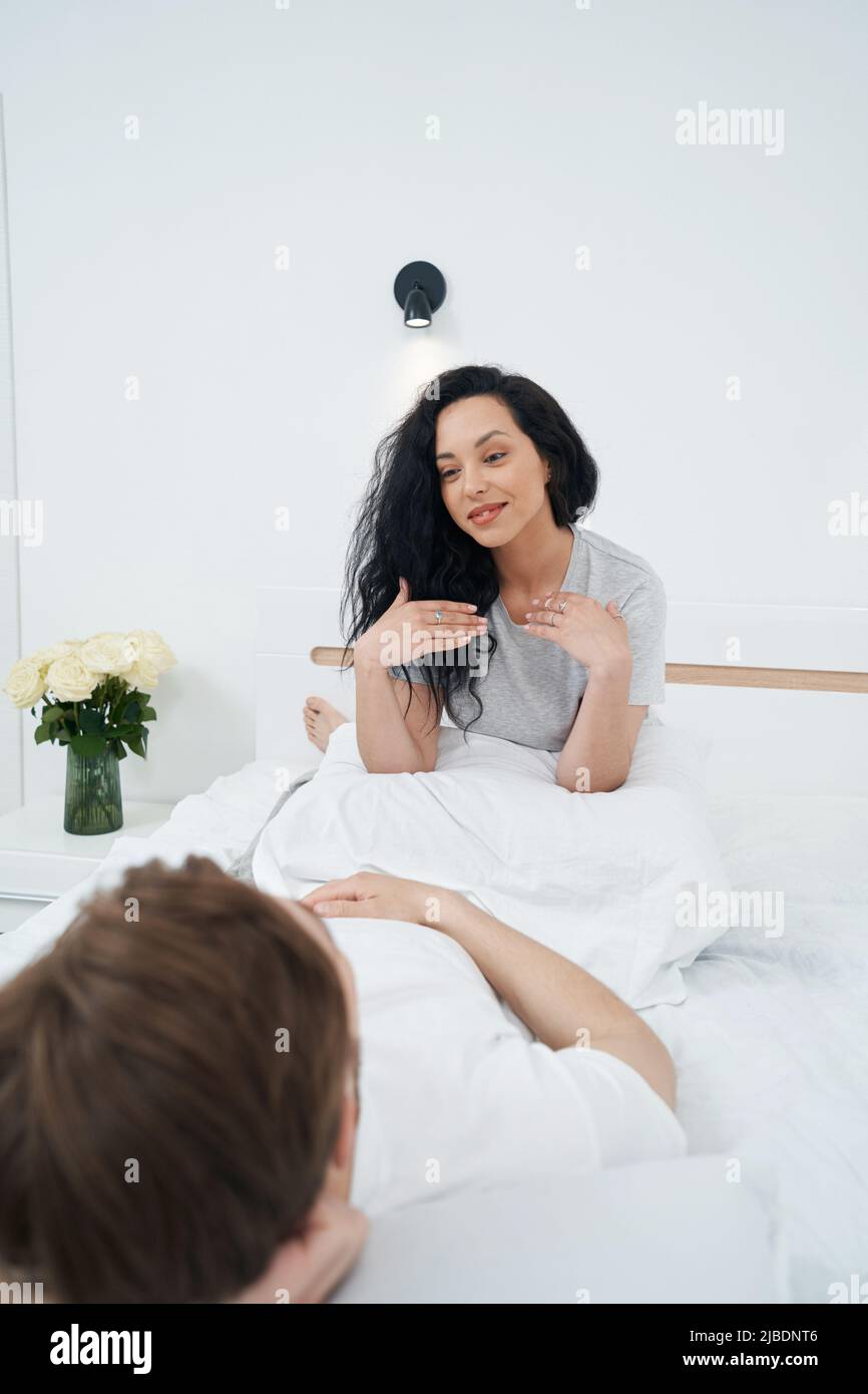Partner talk bed hi-res stock photography and images - Alamy