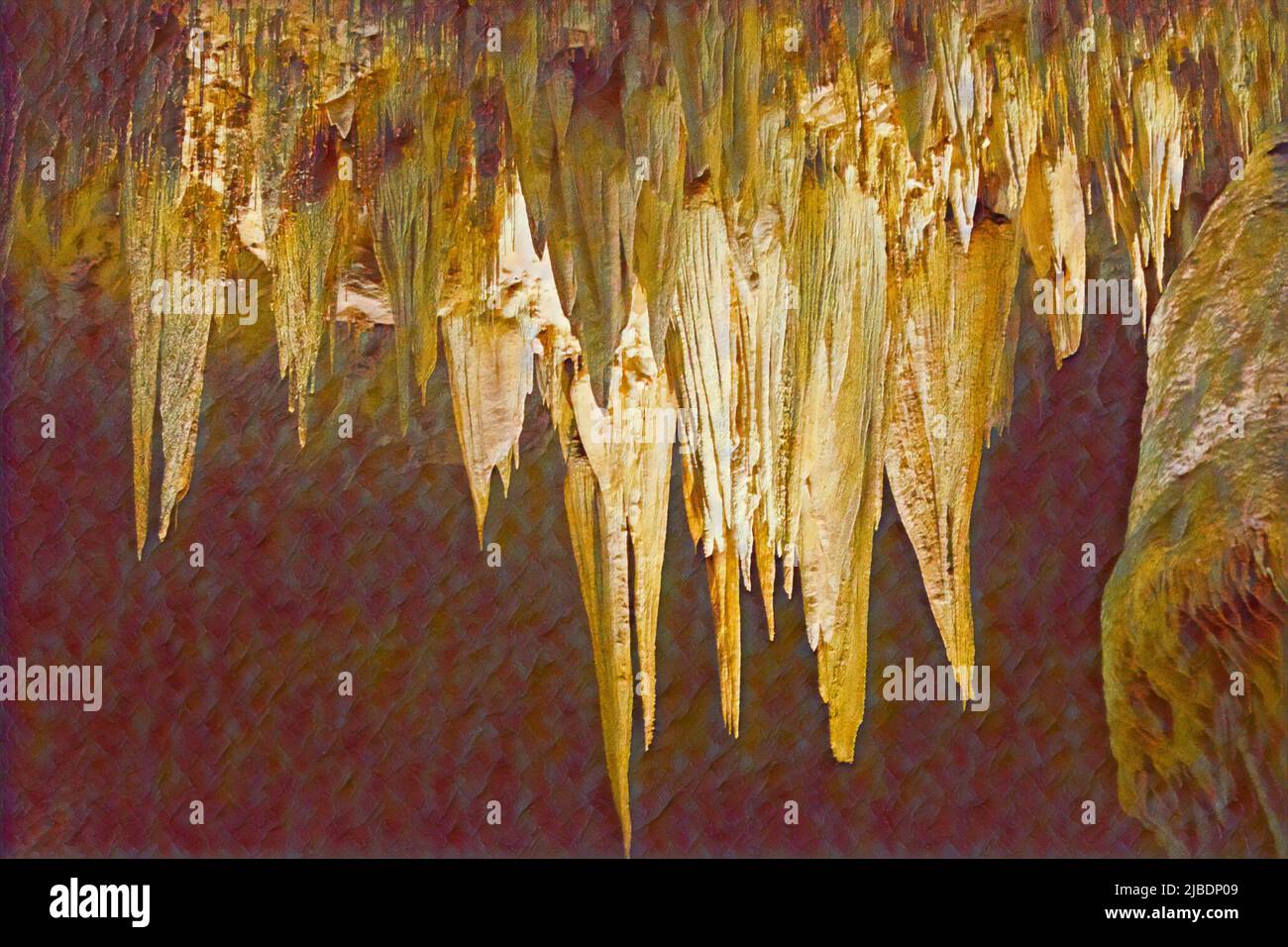 Artist view of Stalactite ceiling in Carlson Bad Cavern. Image in the ...