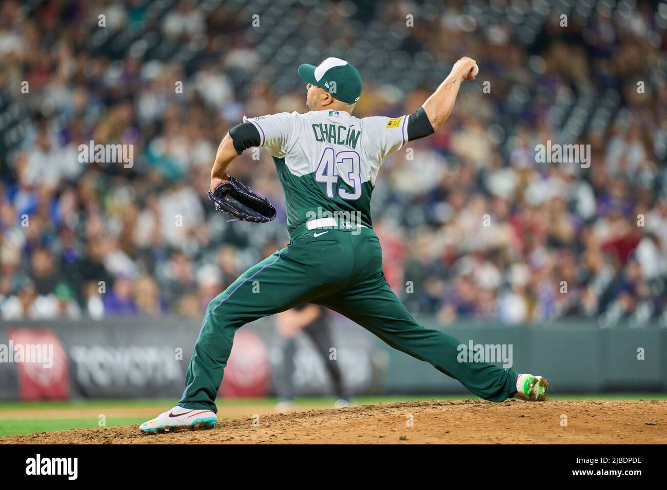 June 4 2022: Colorado pitcher Jhoulys Chacin (43) throws a pitch during ...