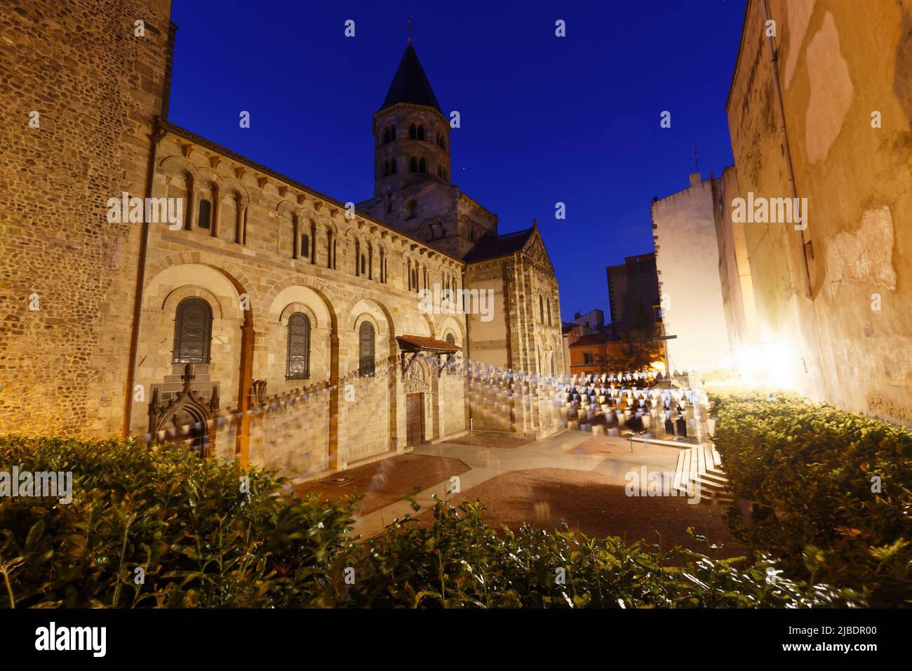 View of Romanesque church Notre Dame du Port. Church was founded by ...