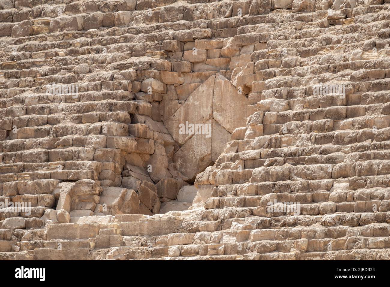 Khufu's Pyramid with exposed supports, Giza plateau, Egypt Stock Photo ...
