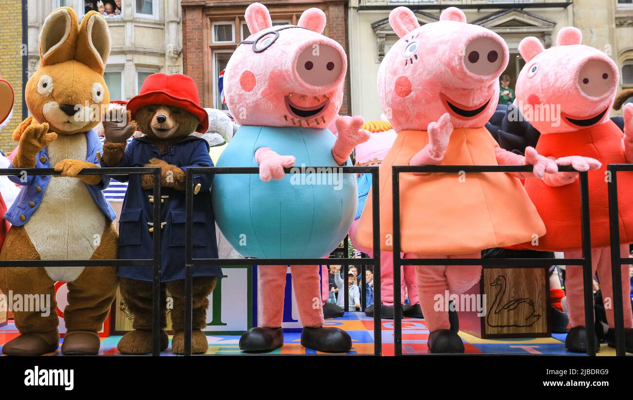 London, UK. 05th June, 2022. Teletubbies, Paddington Bear, Peppa Pig ...