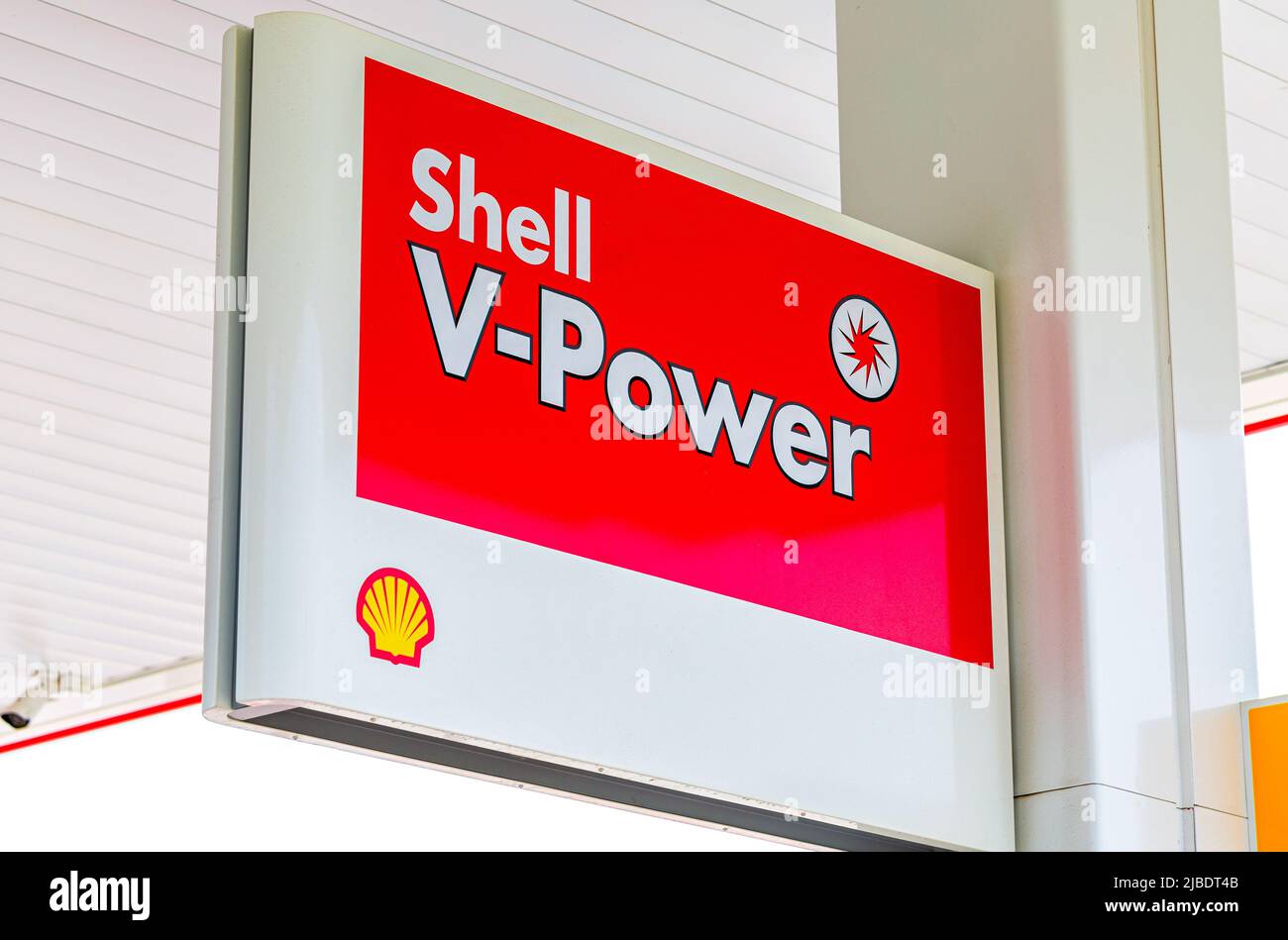 Samara, Russia - June 5, 2022: Shell V-power signboard at the Shell ...