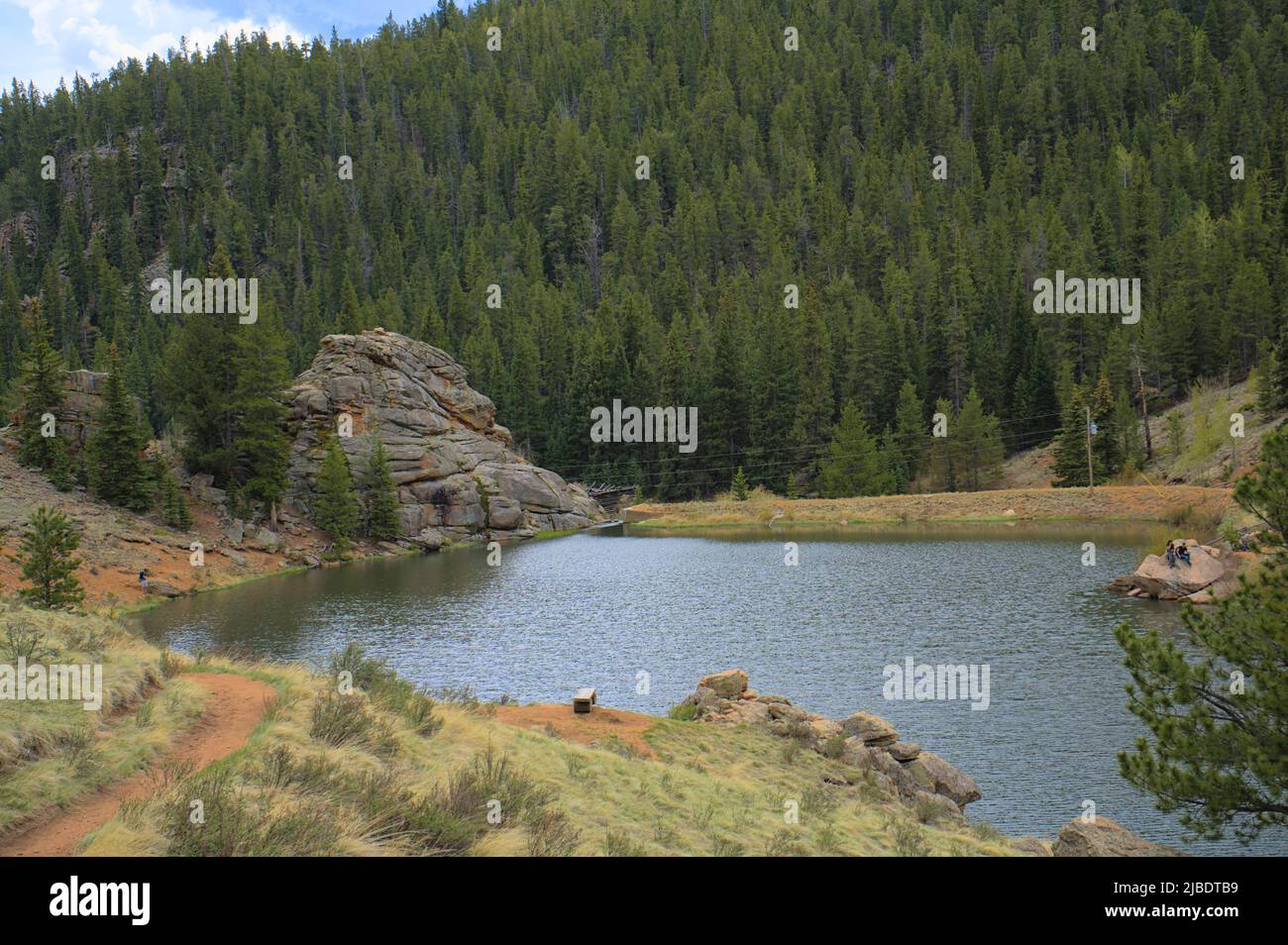 Descending into Elk Falls Lake after a Steep Climb Stock Photo - Alamy