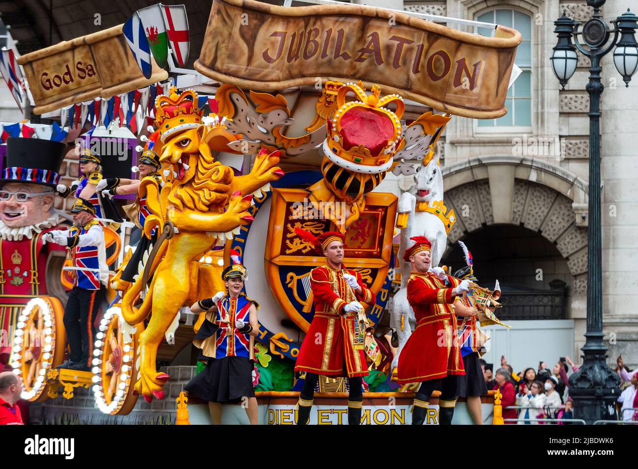 London, UK. 5 June 2022. The giant Jubilation train passes by. The ...