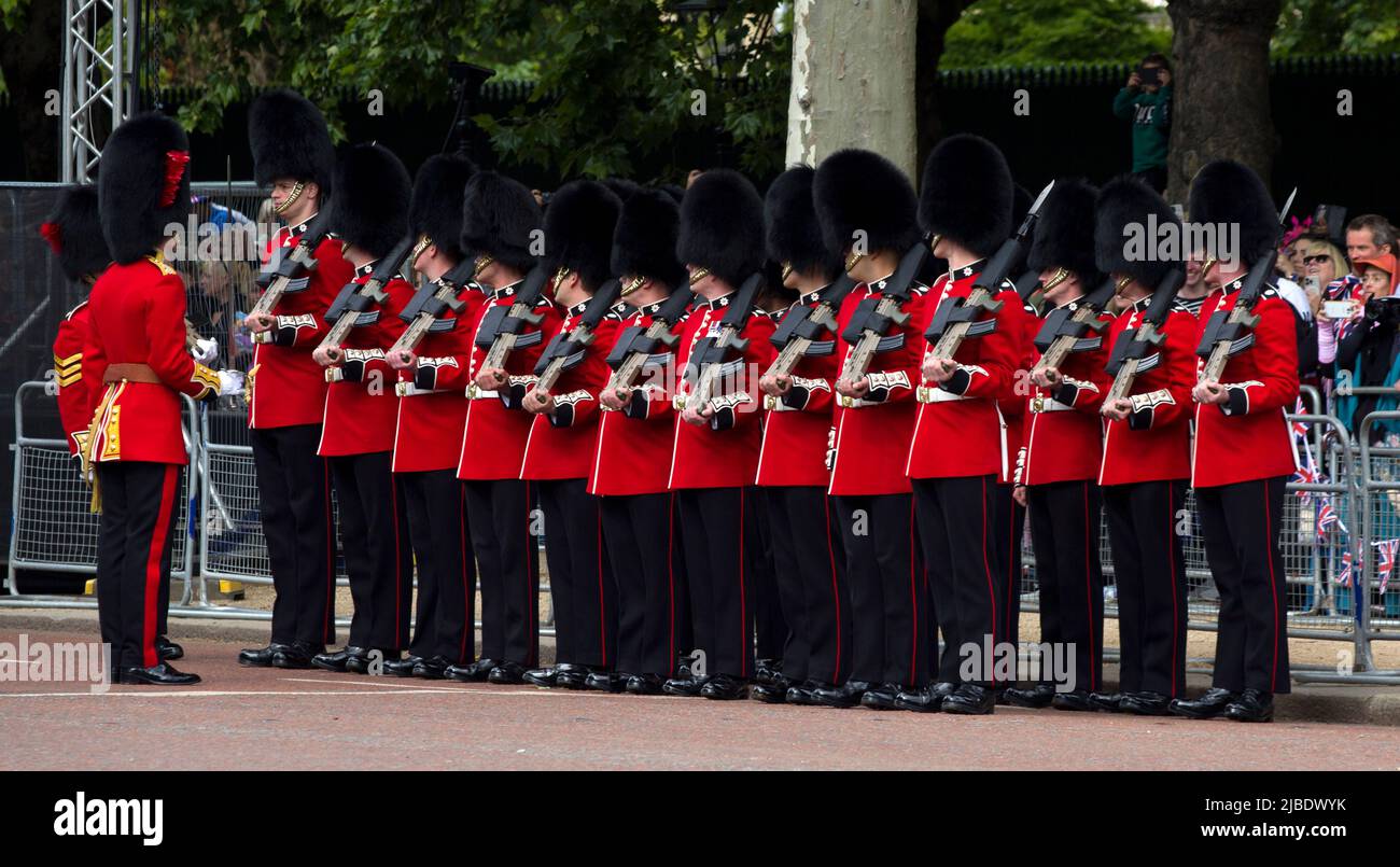 Coldstream Guards Parading The Queen's Platinum Jubilee Trooping The ...