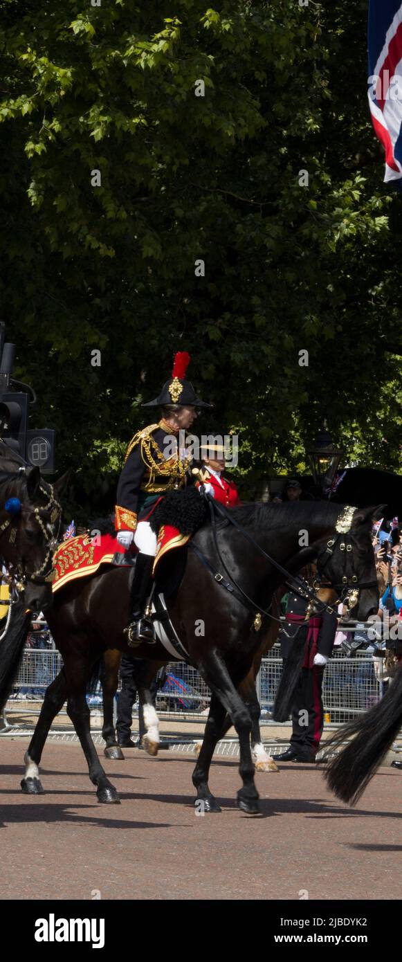 Princess Anne Mounted in Military Uniform The Queen's Platinum Jubilee ...