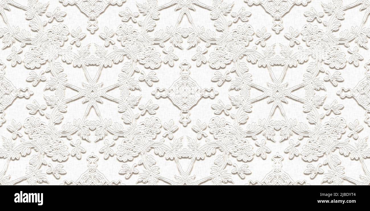 White on White linen lace effect border background. Minimal stylish ...
