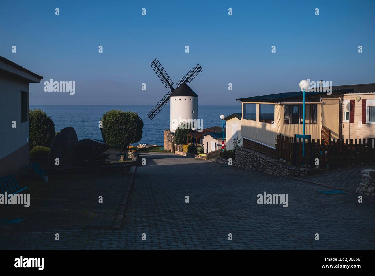 View of the town on the Portuguese Way path of the Camino de Santiago ...