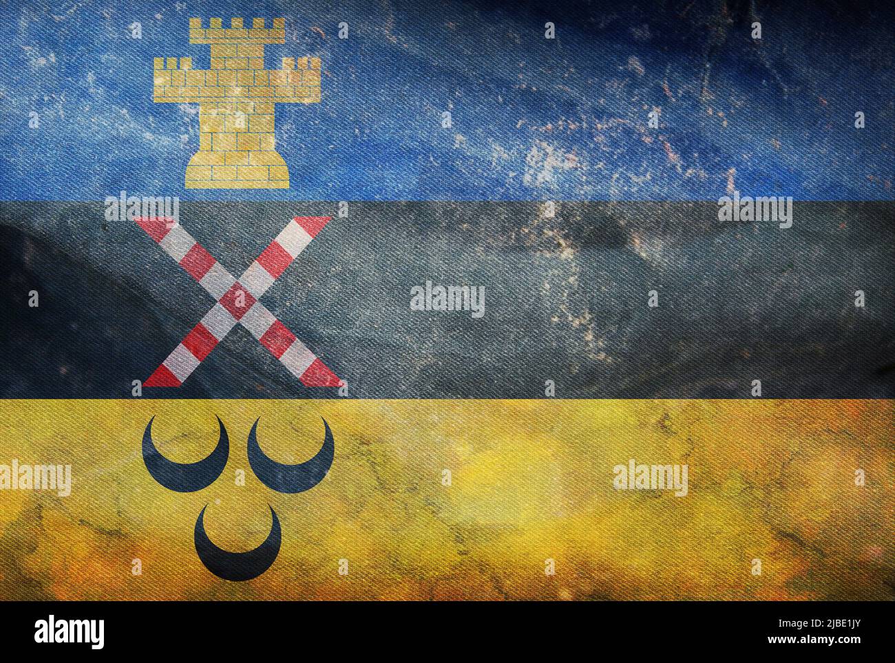 Top view of flag Meierijstad, Netherlands. retro flag with grunge ...