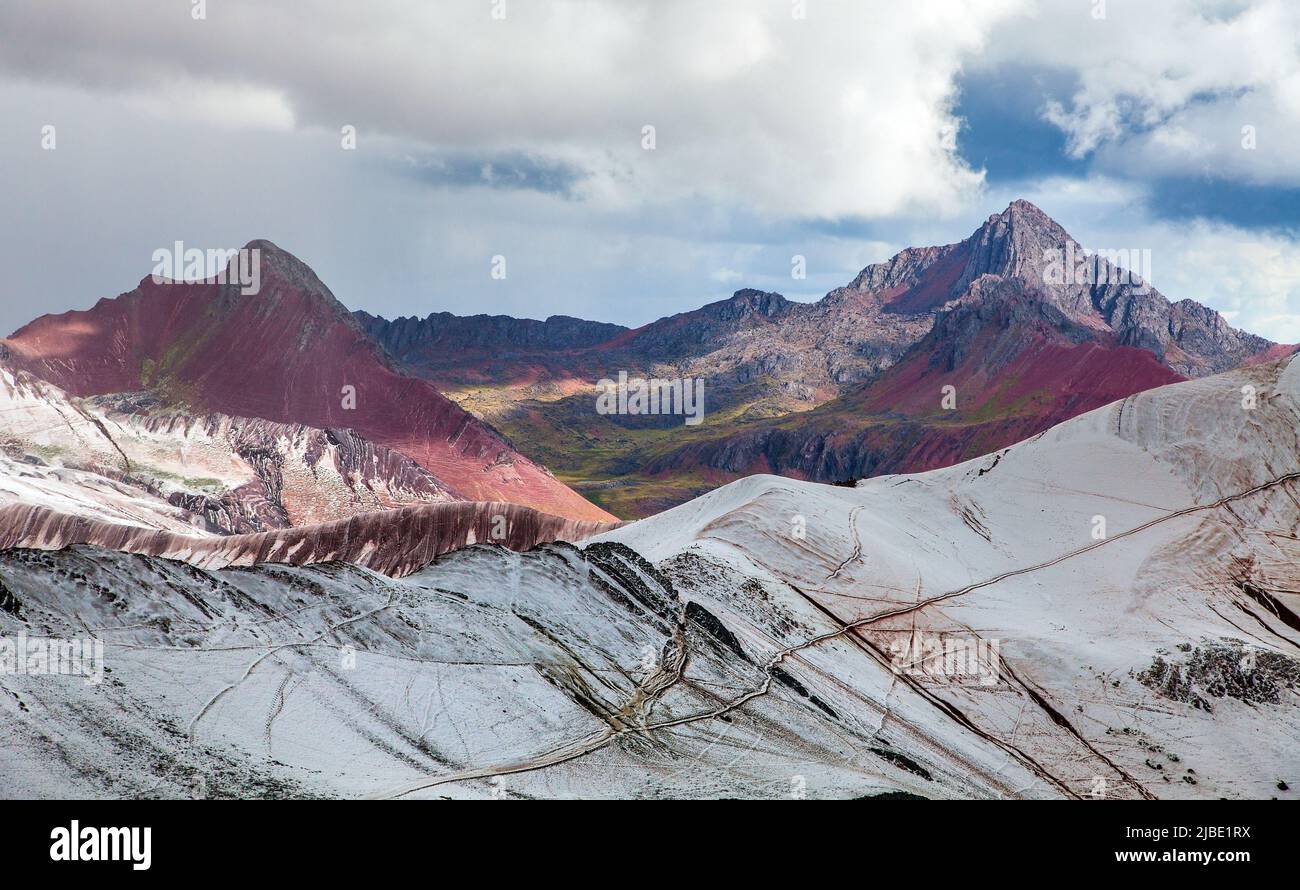 Rainbow mountains or Vinicunca Montana de Siete Colores, Cuzco region ...
