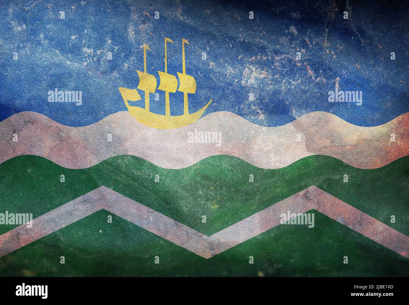 Top view of flag Midden Delfland, Netherlands. retro flag with grunge ...