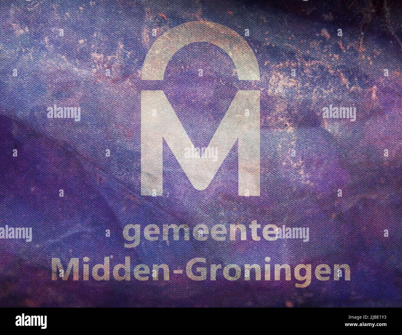 Top view of flag Midden-Groningen, Netherlands. retro flag with grunge ...