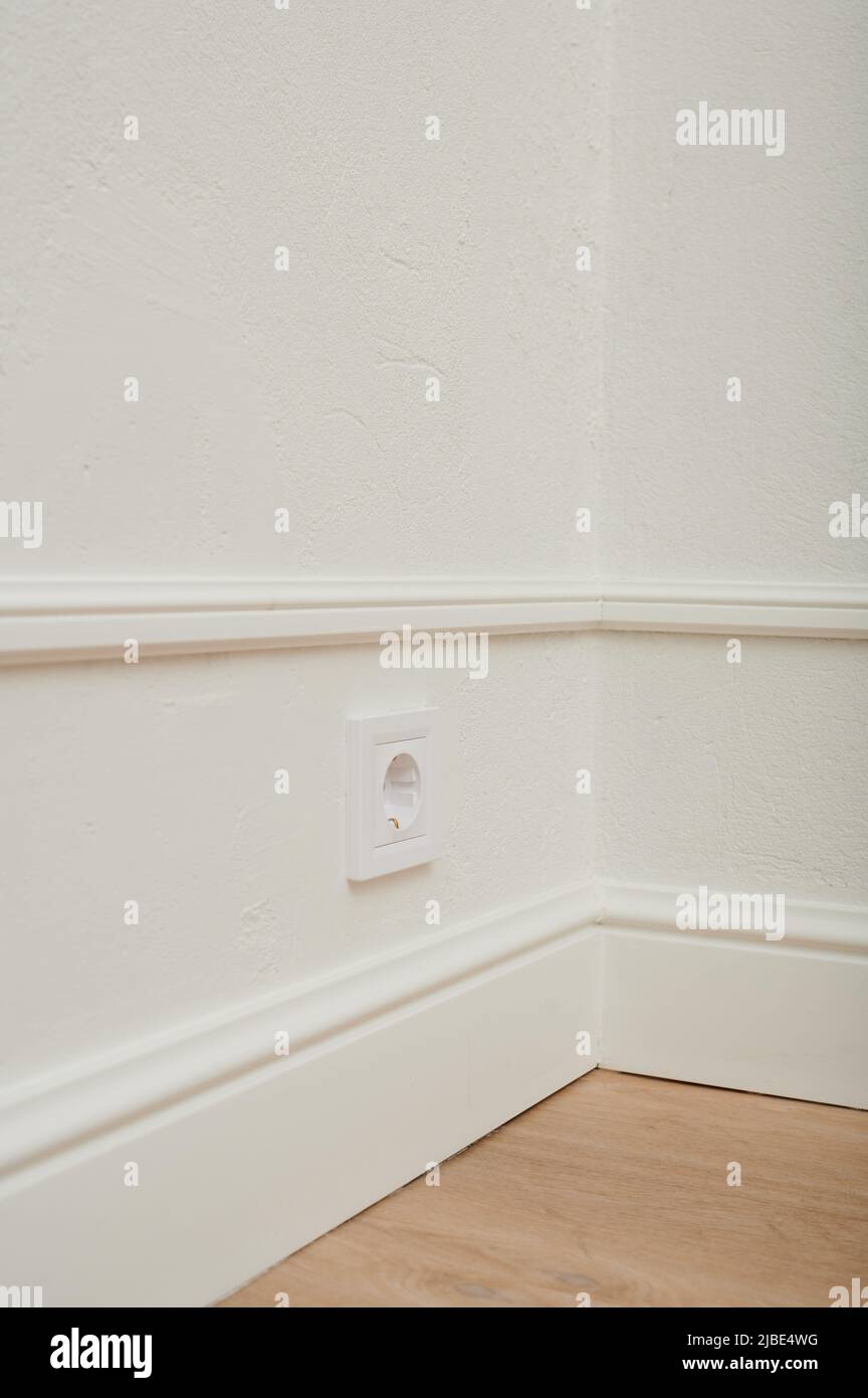 Built-in electrical sockets in the wall for connection to electricity ...