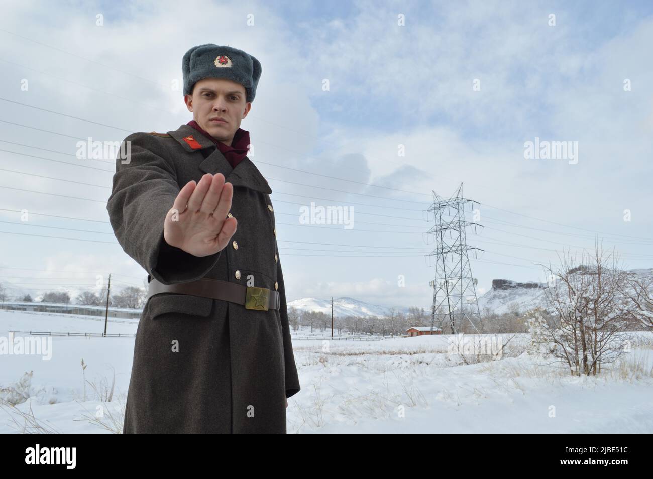 Russian soldier in winter uniform Stock Photo - Alamy