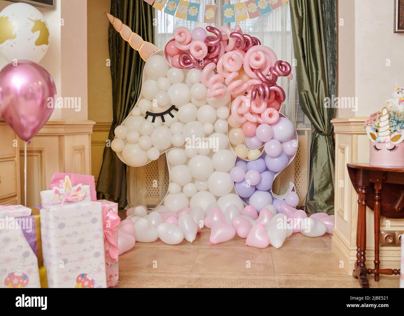 birthday holiday event for children with decoration in a unicorn from ...
