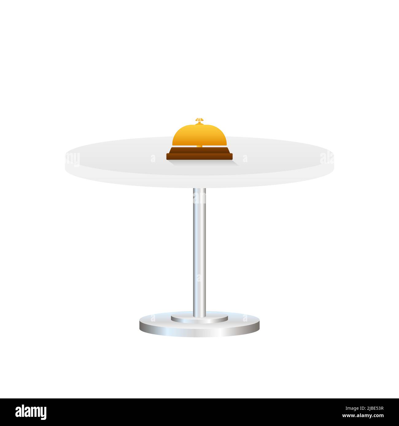 Realistic gold icon of reception bell on white backdrop. Customer help ...