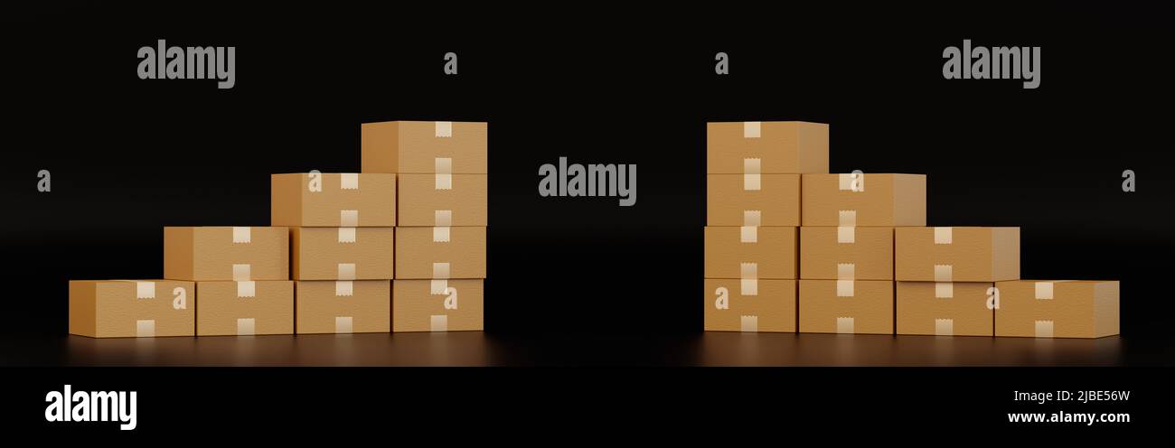 Stack of cardboard box carton or parcel with empty space. concept of ...