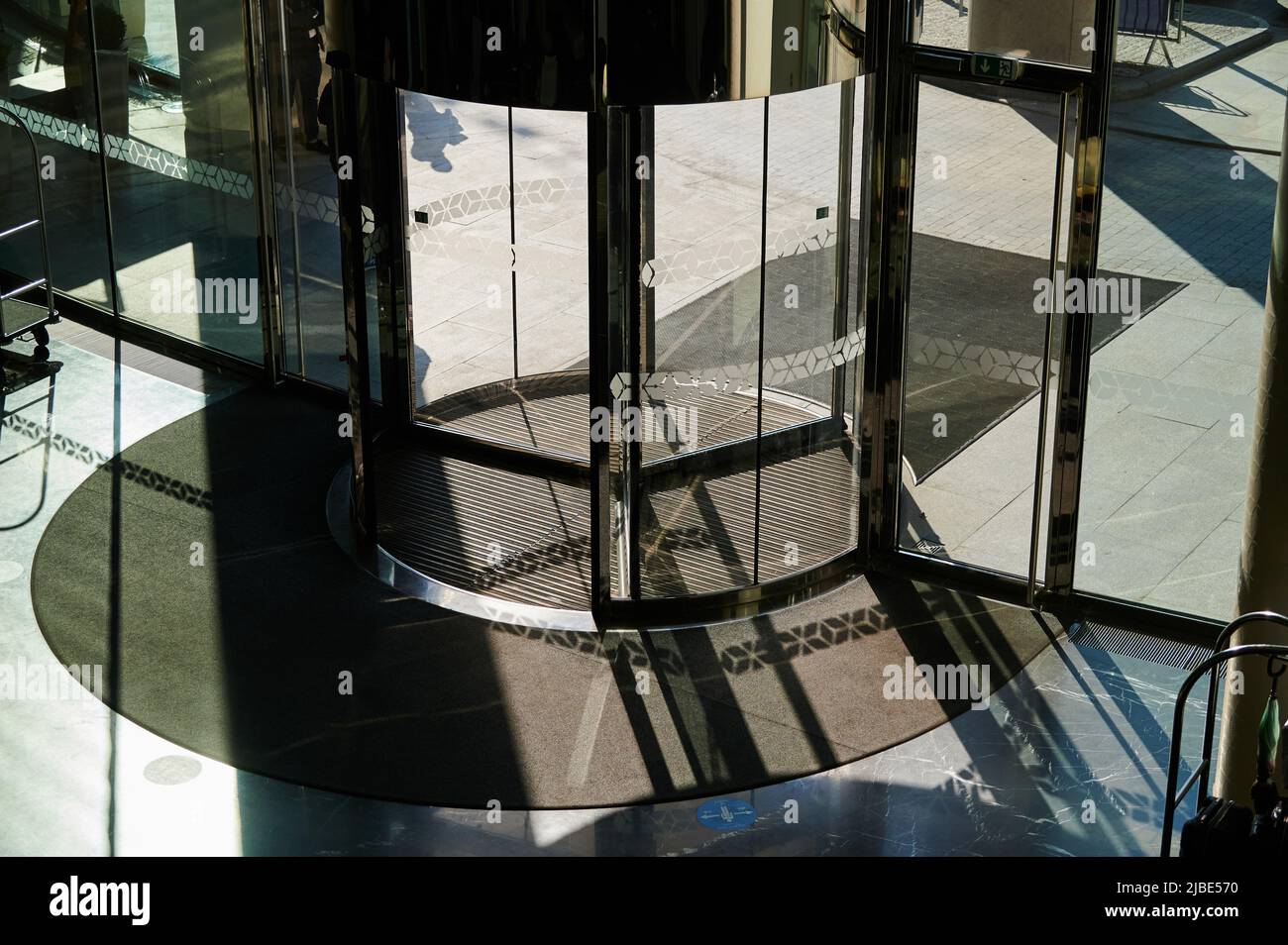 revolving doors in the lobby, entrance group from inside the building ...