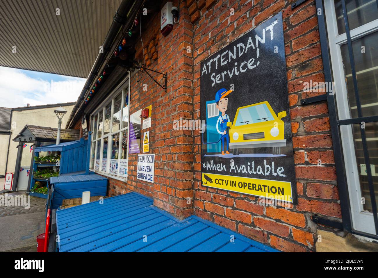 Lees Village Service Station, Oldham, England, UK. One of few stations ...