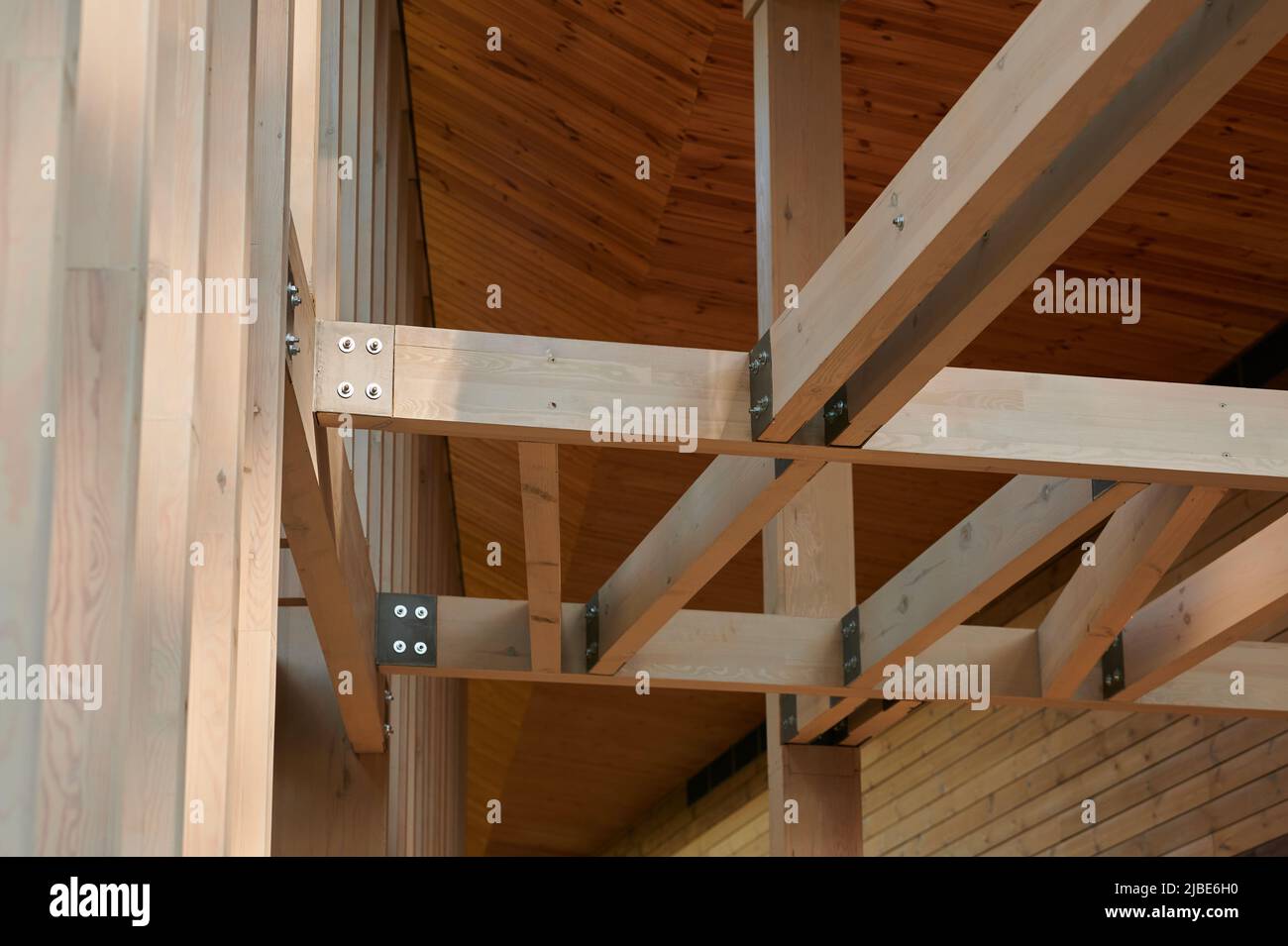 Building element in environmental landscape design, street wooden beam ...
