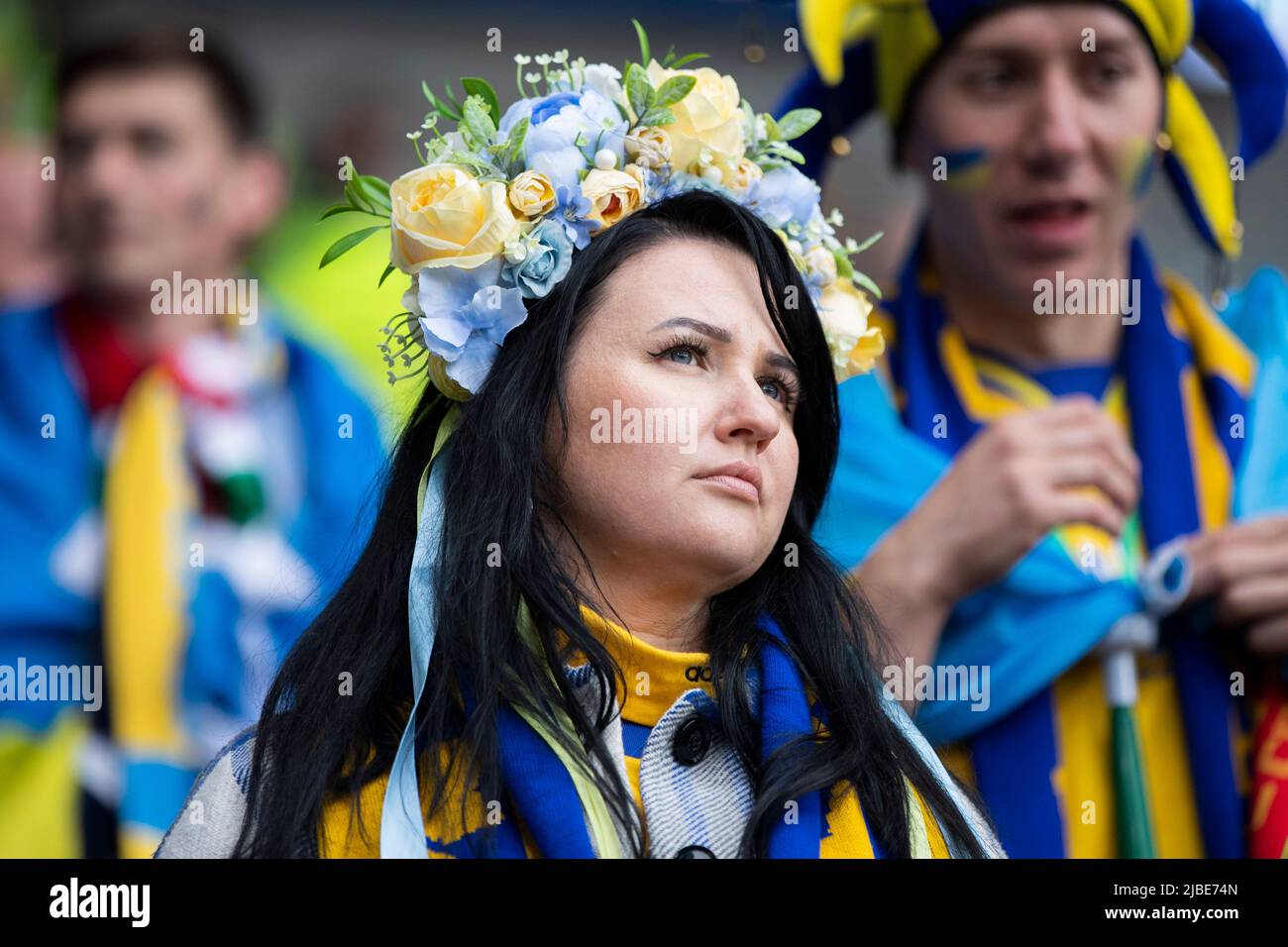Cardiff, Wales, UK. 5th June, 2022. Ukraine fans during the FIFA World ...