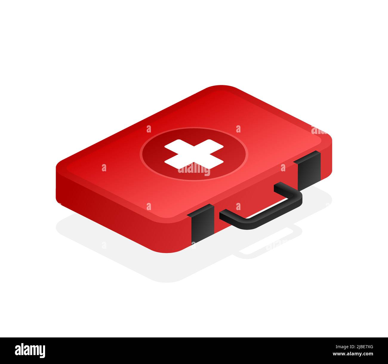 Cartoon icon with red first aid on white background for medical design ...