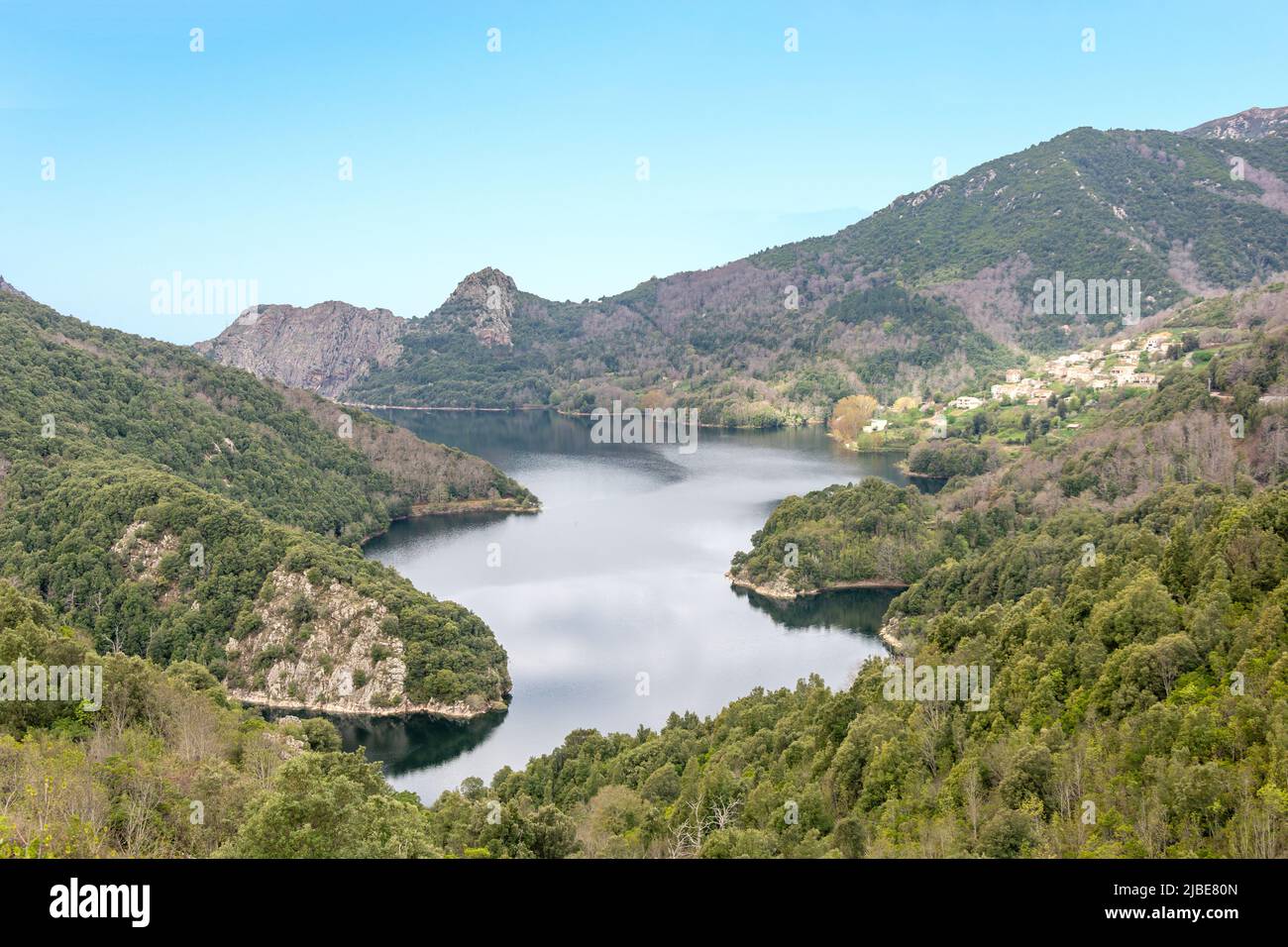 Tolla village by Lac de Tolla, Corsica (Corse), Corse-du-Sud, France ...